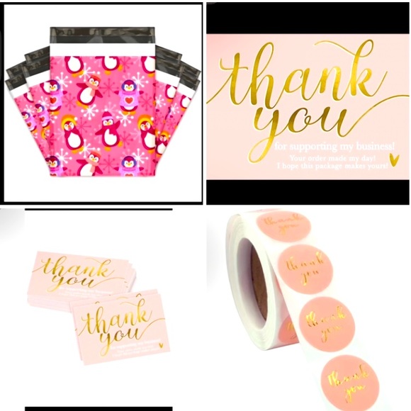 Office | Bundle 25 1x13 Poly Mailers 50 Thank You Cards 500 Stickers ...